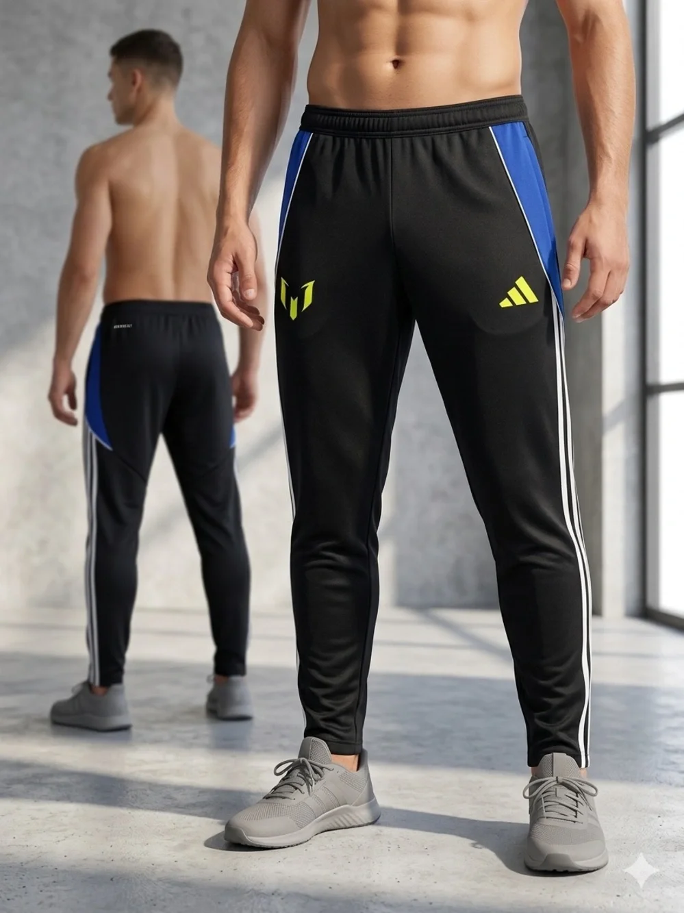 adidas | Pants | Adidas Dark Grey Joggers With Blue Panels And ...